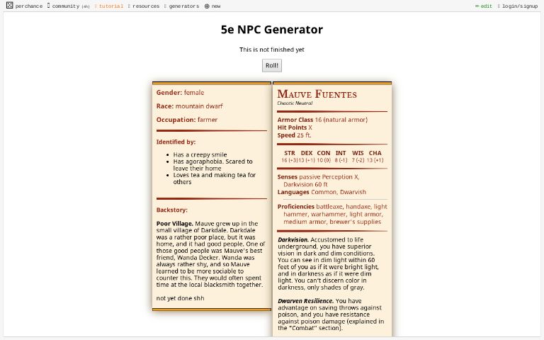5e NPC Generator
