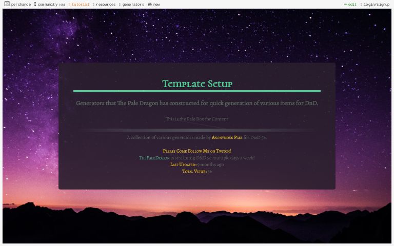 Template Setup ― Perchance Generator