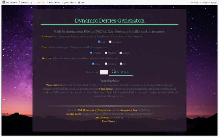 Dynamic Deities Generator