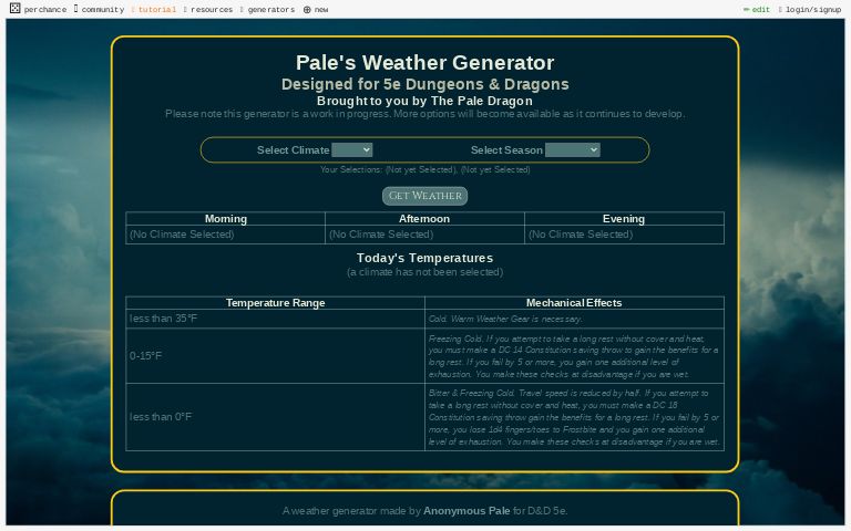 Pale's Weather Generator