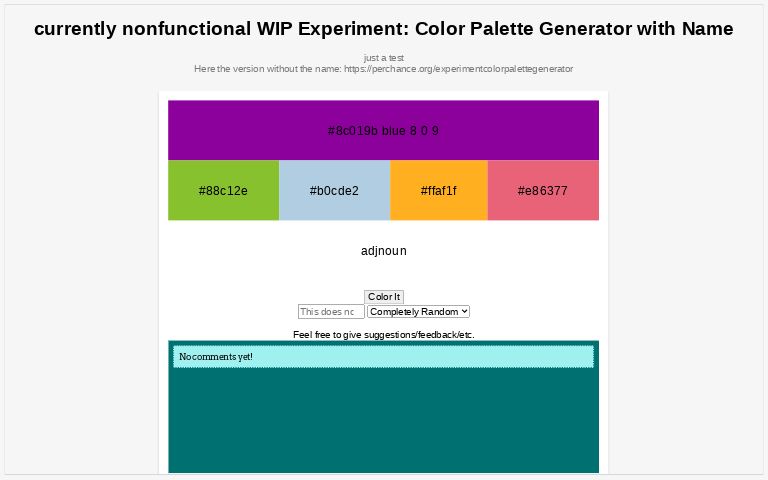 currently nonfunctional WIP Experiment: Color Palette Generator with Name