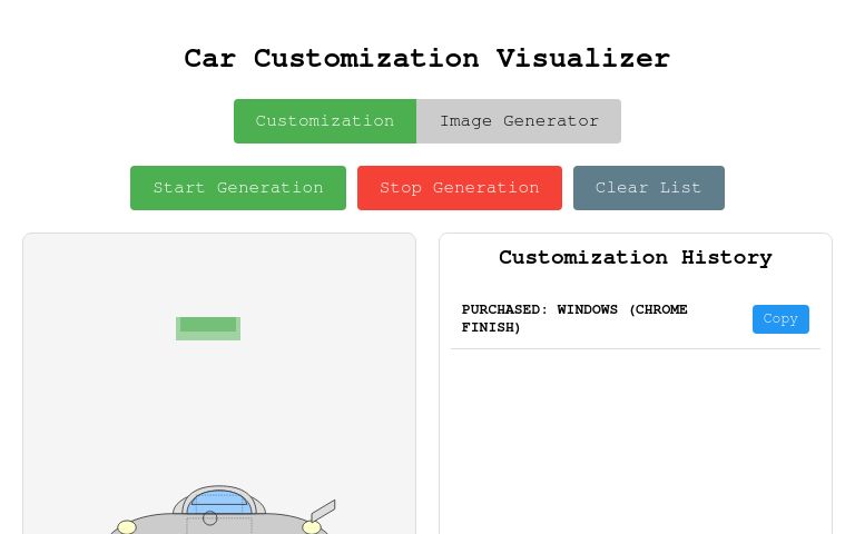 Car Customization Visualizer ― Perchance Generator