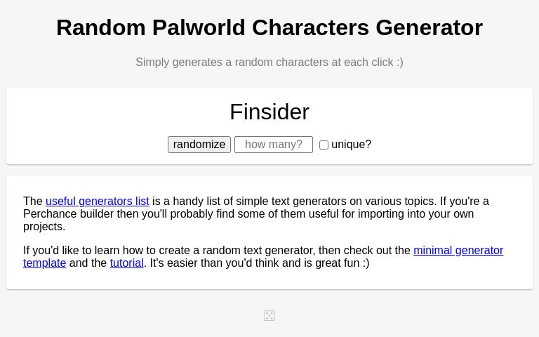 Random Palworld Characters Generator