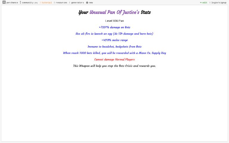 Your Unusual Pan Of Justice's Stats ― Perchance Generator
