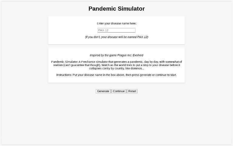 Pandemic Simulator ― Perchance Generator