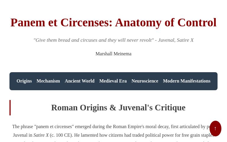 Panem et Circenses: Anatomy of Control ― Perchance Generator