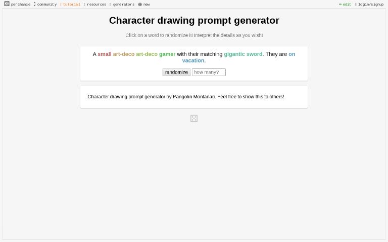 Character drawing prompt generator