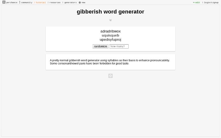 gibberish word generator