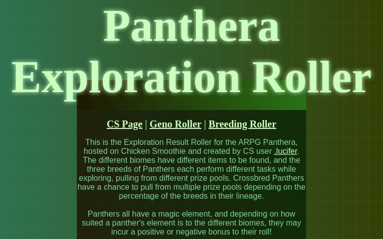 Panthera Exploration Roller ― Perchance Generator