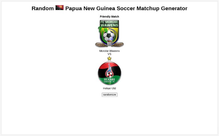 Random Papua New Guinea Soccer Matchup Generator