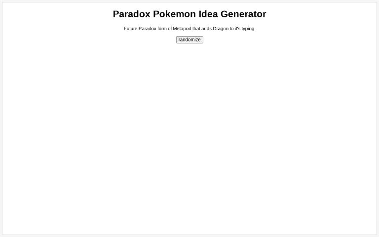 Paradox Pokemon Idea Generator