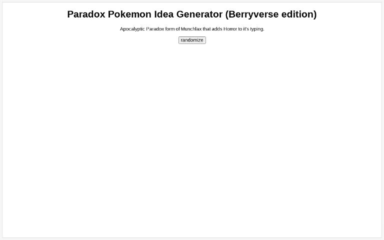 Paradox Pokemon Idea Generator (Berryverse edition)