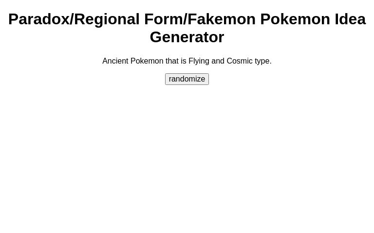 Paradox/Regional Form/Fakemon Pokemon Idea Generator