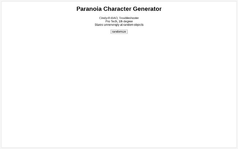 Paranoia Character Generator