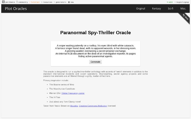 Paranormal Spy-Thriller Oracle ― Perchance Generator