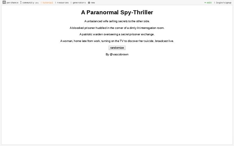 A Paranormal Spy-Thriller ― Perchance Generator