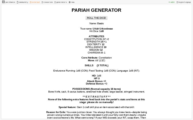 PARIAH GENERATOR