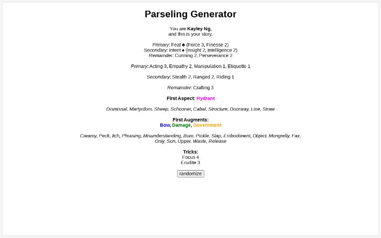 Parseling Generator ― Perchance