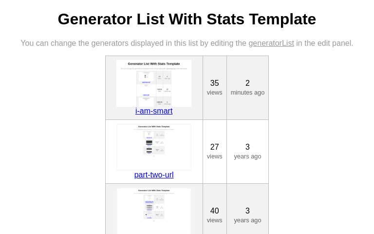 Generator List With Stats Template