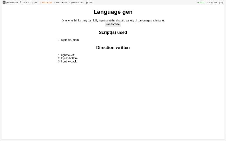 Language gen ― Perchance Generator