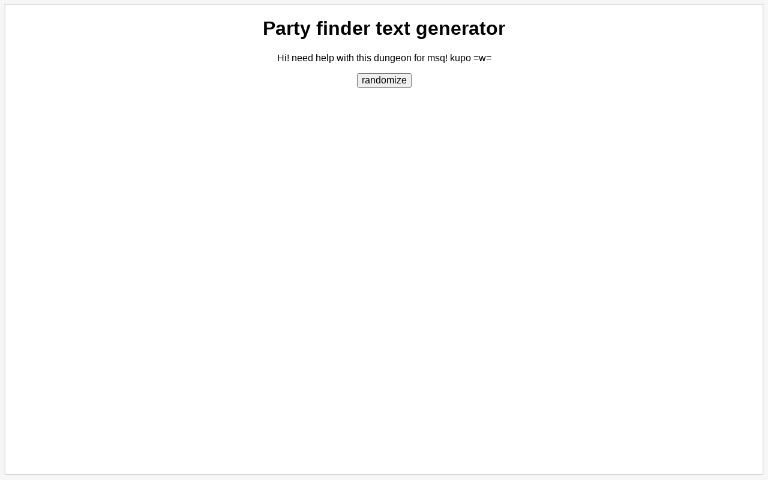 Party finder text generator