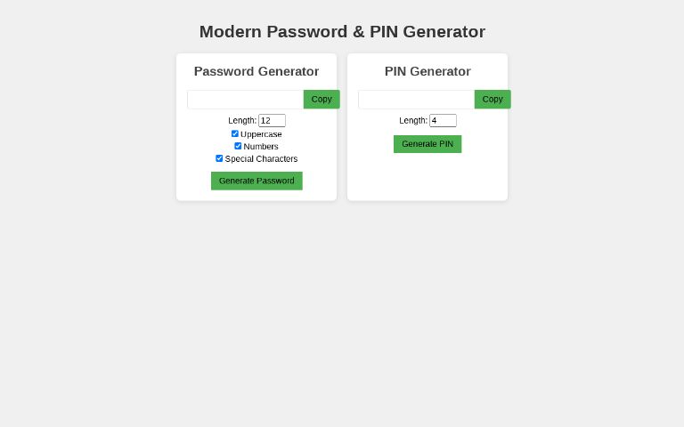 Modern Password & PIN Generator