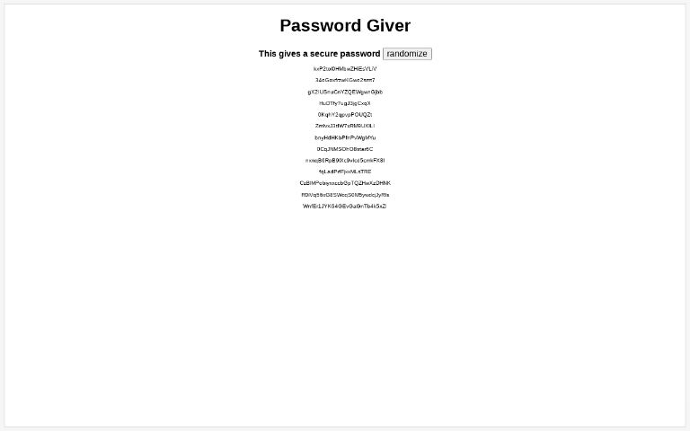 Password Giver ― Perchance Generator