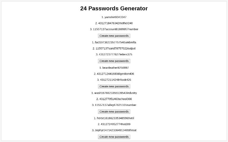 24 Passwords Generator