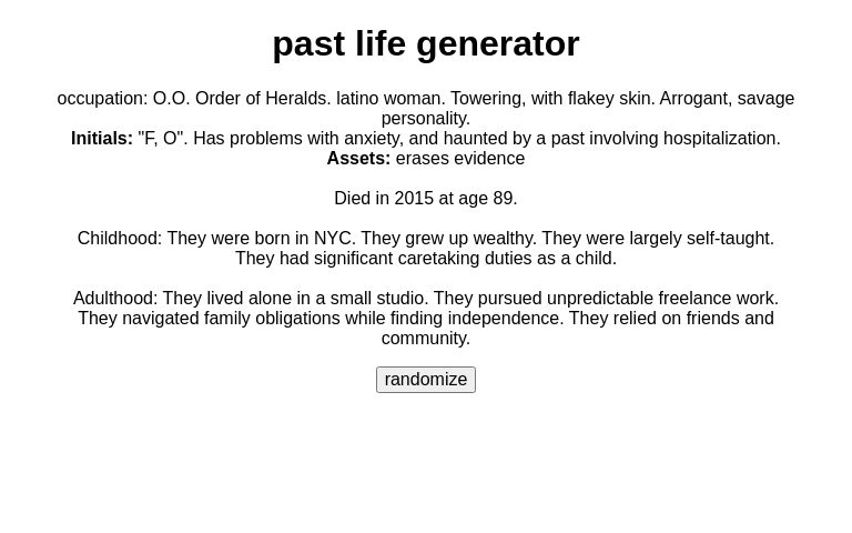 past life generator