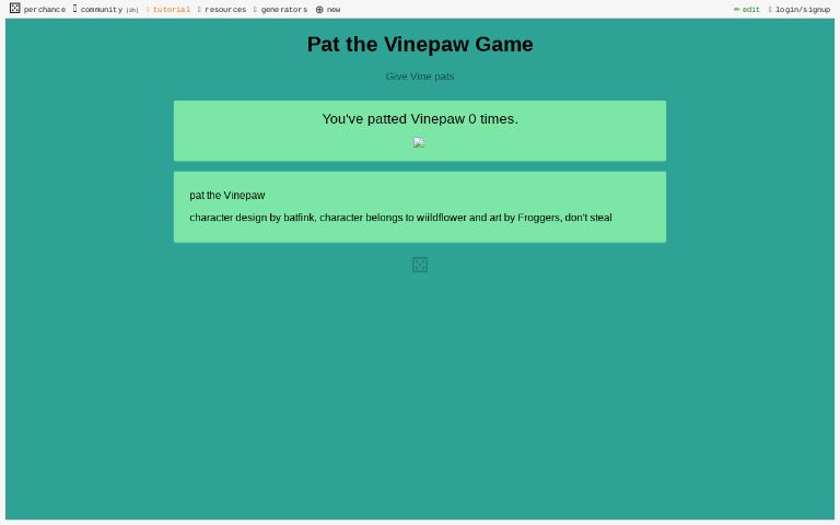 Pat the Vinepaw Game ― Perchance Generator