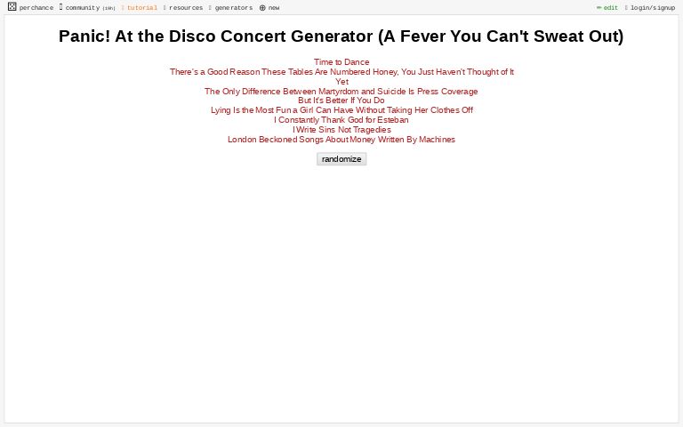 Panic! At the Disco Concert Generator (A Fever You Can't Sweat Out) ― Perchance