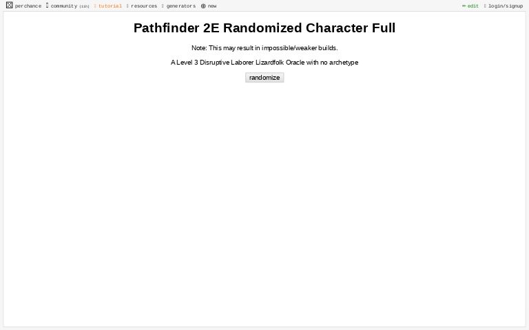 Pathfinder 2E Randomized Character Full ― Perchance Generator