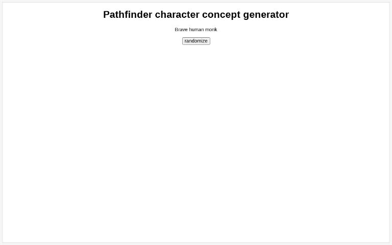 Pathfinder character concept generator
