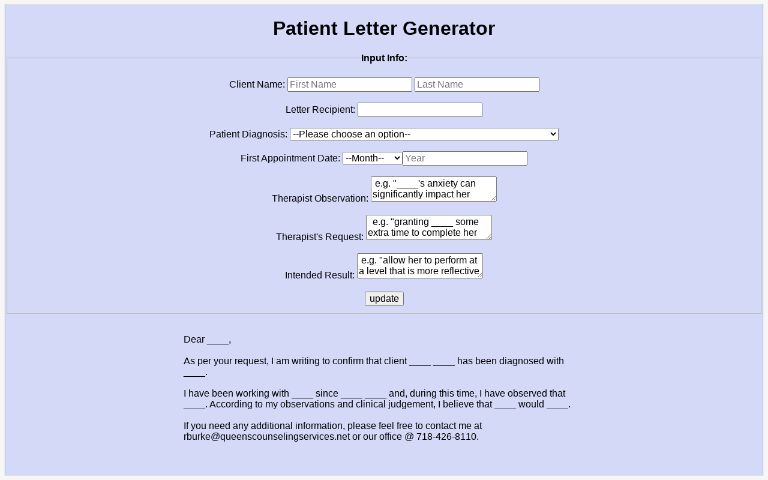 Patient Letter Generator
