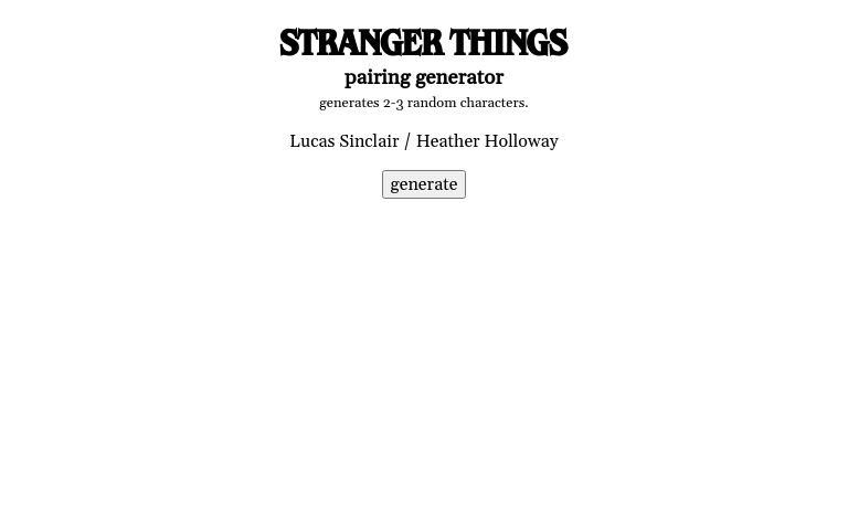 STRANGER THINGS ― Perchance Generator