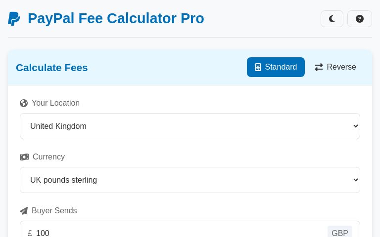 PayPal Fee Calculator Pro ― Perchance Generator