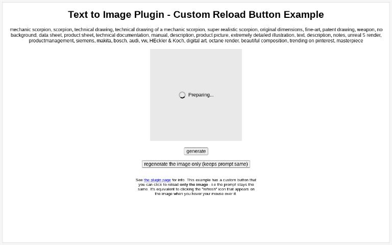 Text to Image Plugin - Custom Reload Button Example