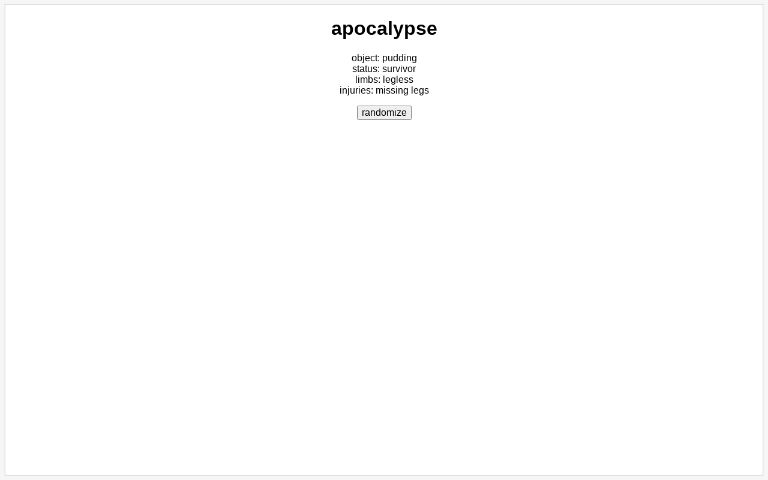 apocalypse ― Perchance Generator