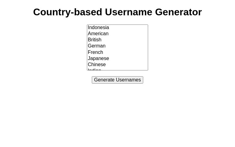 Country-based Username Generator
