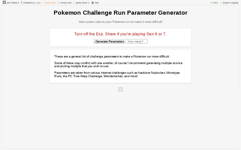 Pokemon Challenge Run Parameter Generator
