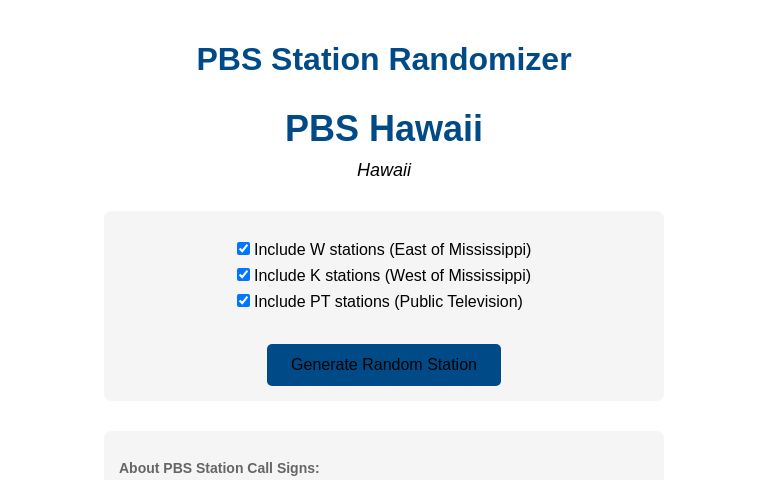 PBS Station Randomizer ― Perchance Generator