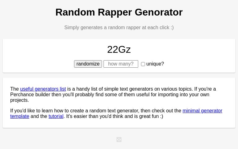 Random Rapper Genorator ― Perchance Generator