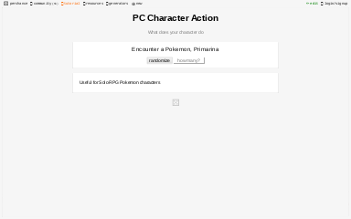 PC Character Action ― Perchance Generator