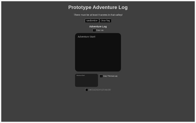 Prototype Adventure Log ― Perchance Generator