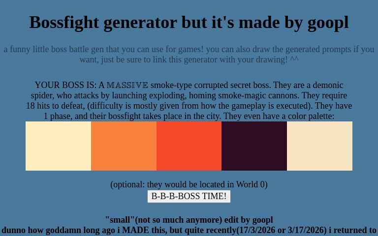 Bossfight generator but it's made by goopl