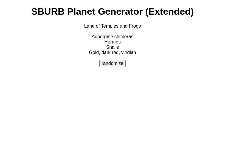 SBURB Planet Generator (Extended)