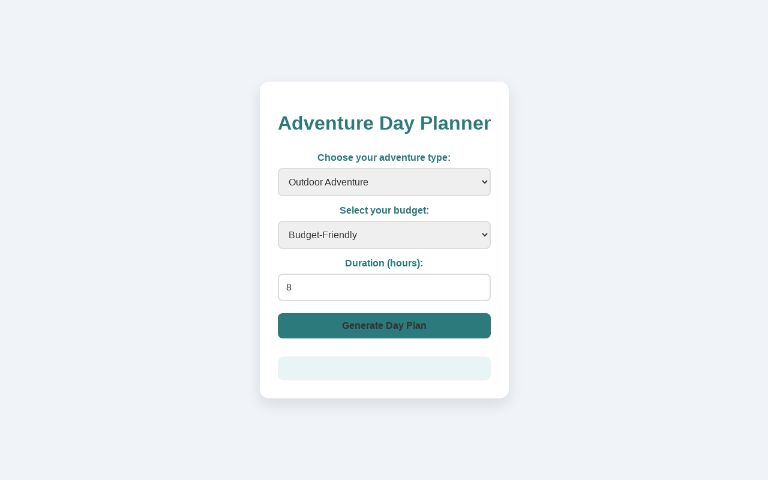 Adventure Day Planner ― Perchance Generator