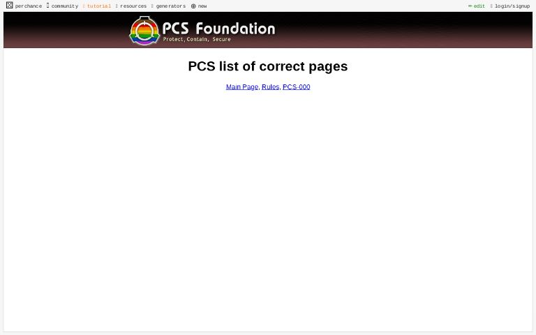 PCS list of correct pages - PCS wiki ― Perchance Generator