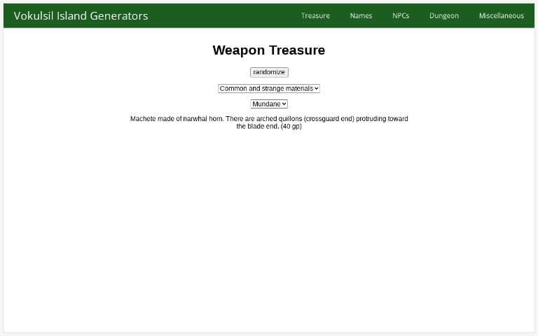 Weapon Treasure ― Perchance Generator