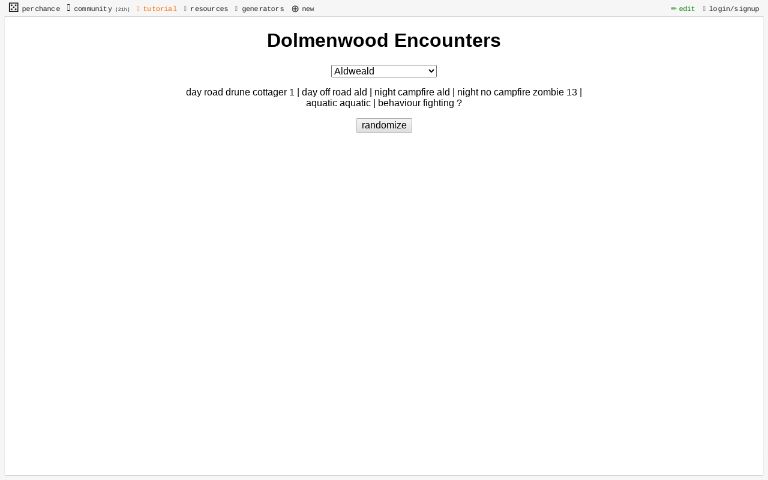 Dolmenwood Encounters ― Perchance Generator